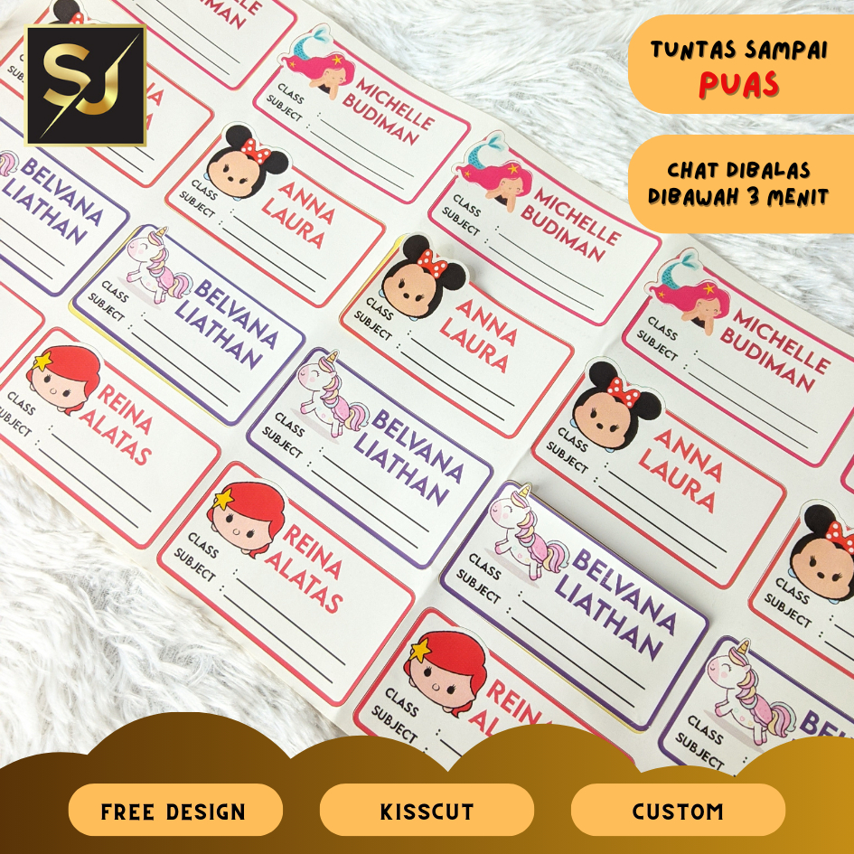 Jual Sticker Label Nama Buku Anak Sticker Label Custom Sampul Mata ...
