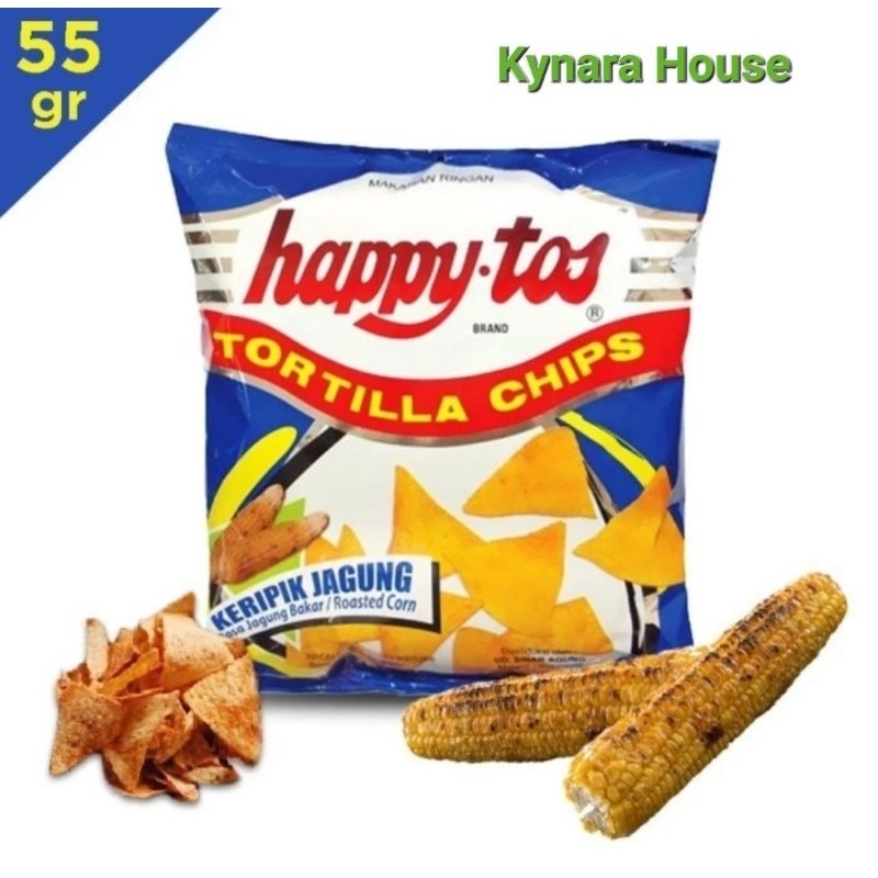Jual Happy Tos Snack Tortilla Chips Roasted Corn 32x55gr (Karton ...