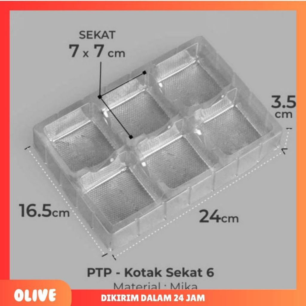 Jual (Isi 5 lembar) Sekat 6 Tray mika puding alas mika puding | Shopee ...