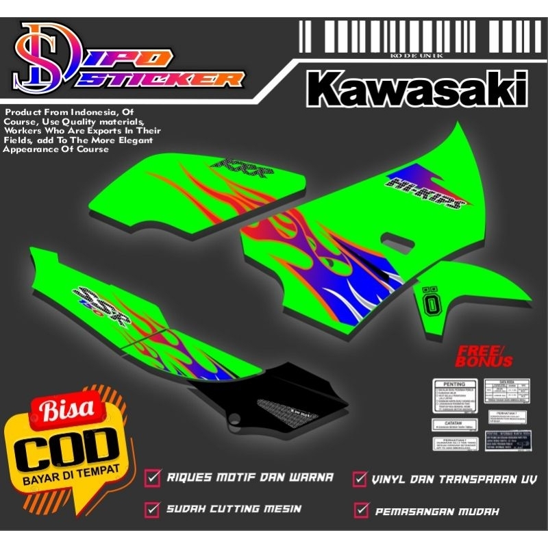 Jual sticker striping ninja KRR ssr custom api transparan UV (bisa ...