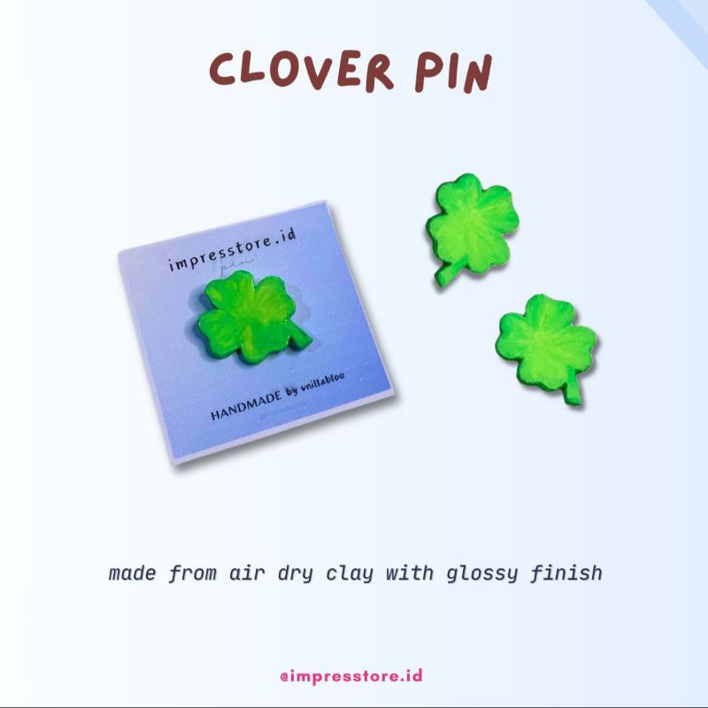 Jual Clay Pins Clover | Handmade | Air Dry Clay | Pin Lucu | Aksesoris ...