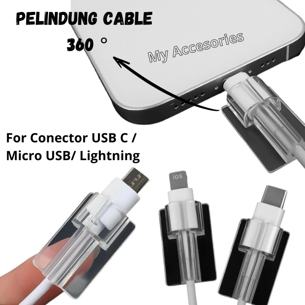 Jual BARU!! Pelindung Ujung Kabel Data Usb Lightning Micro Type C Clear Bening Transparent Cable ...