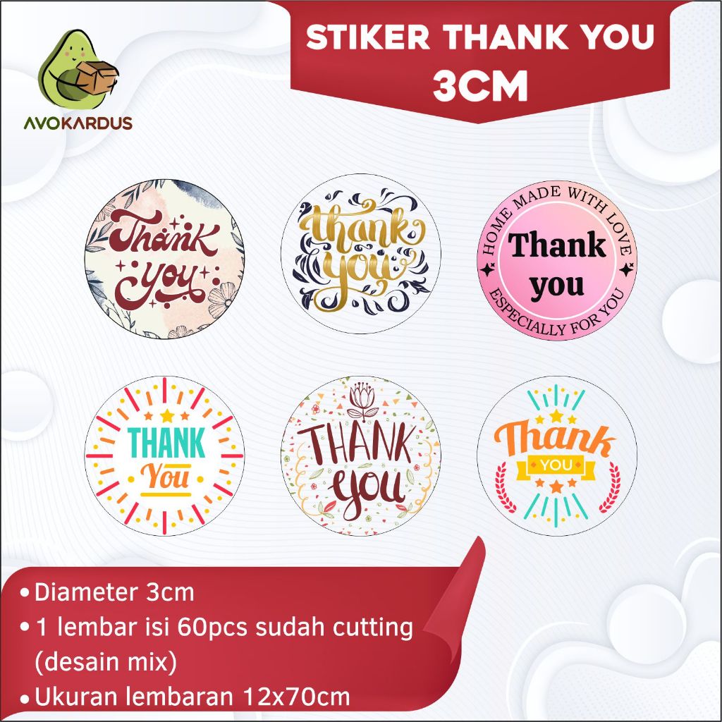 Jual Sticker thank you bulat /stiker label uk. 3cm | Shopee Indonesia