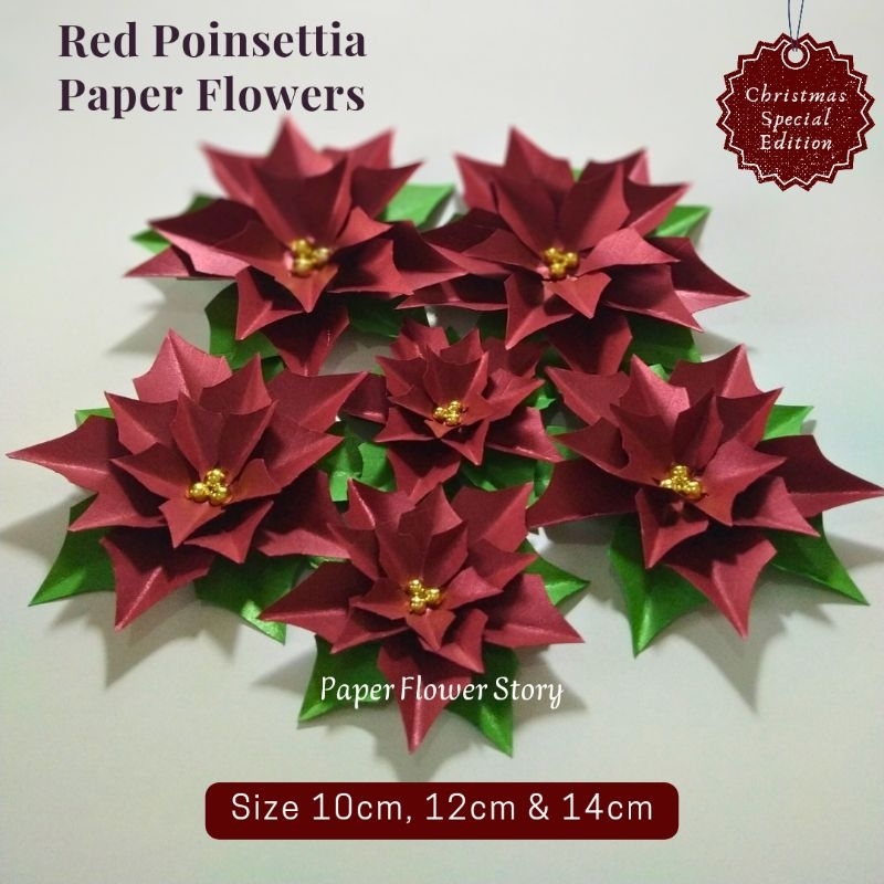Jual Poinsettia Paper Flowers Bunga Kertas Katsuba Dekorasi Natal ...