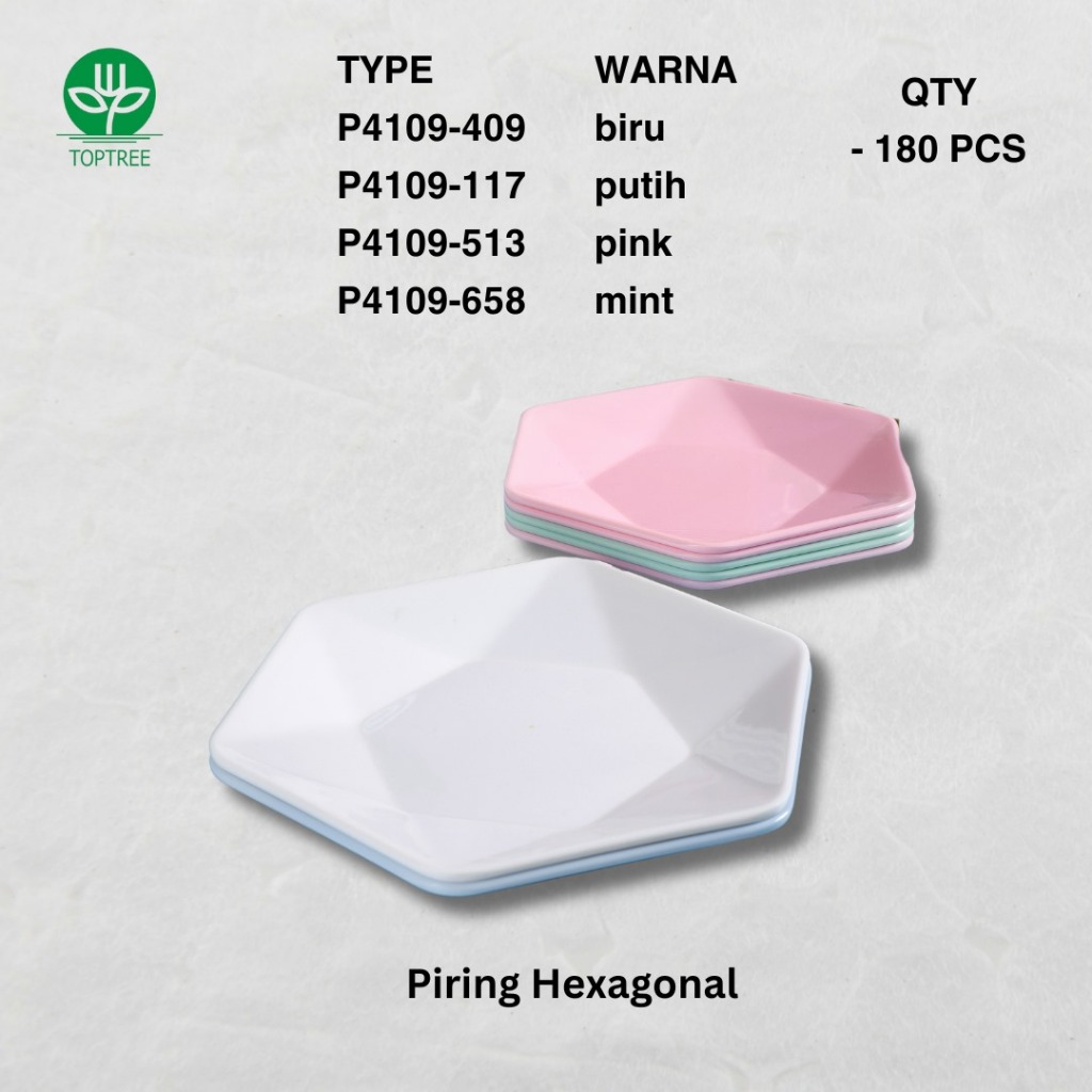 Jual ( OM ) Piring Saji Melamin Hexagonal Warna Piring Persegi Enam ...