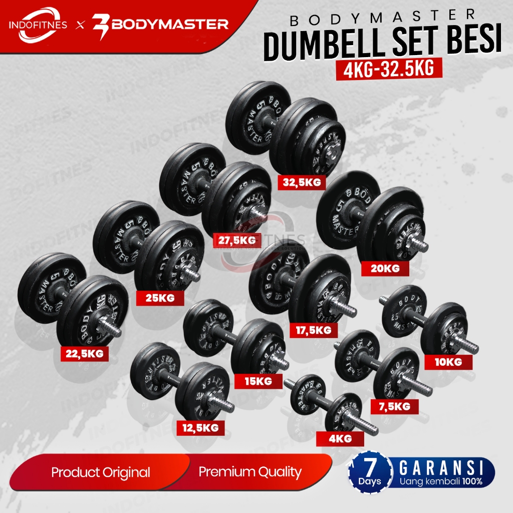 Jual Dumbell set 4KG 7,5KG 10KG 12,5KG 15KG 17,5KG 20KG 22,5KG 25KG 27KG 32,5KG, barbell ...