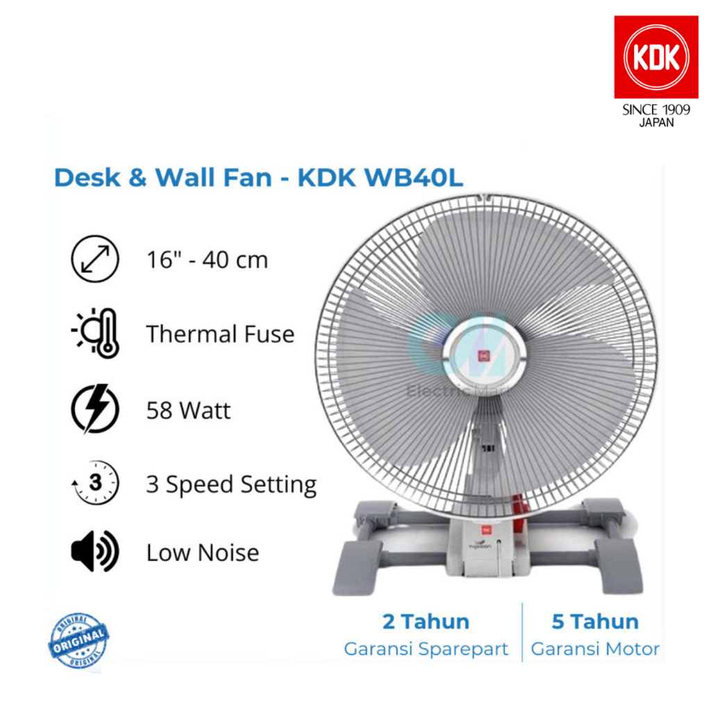 Jual KDK Wall Fan & Floor Fan 16 Inch WB40L Kipas Angin 2 in 1 Dinding ...