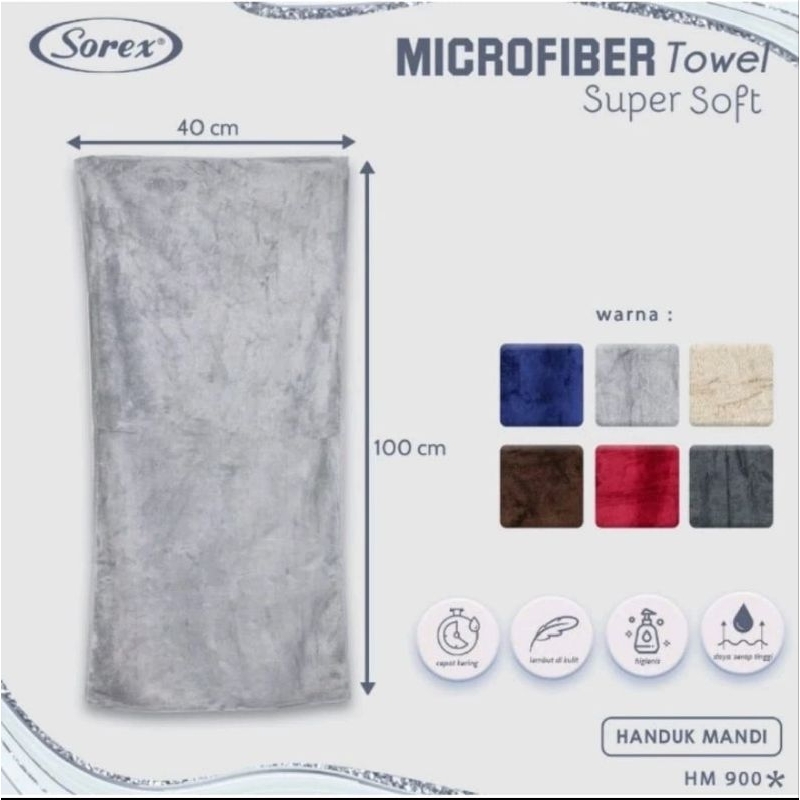 Jual Sorex Handuk Mandi Microfiber Towel 50x100cm HM900 - Handuk Daya ...