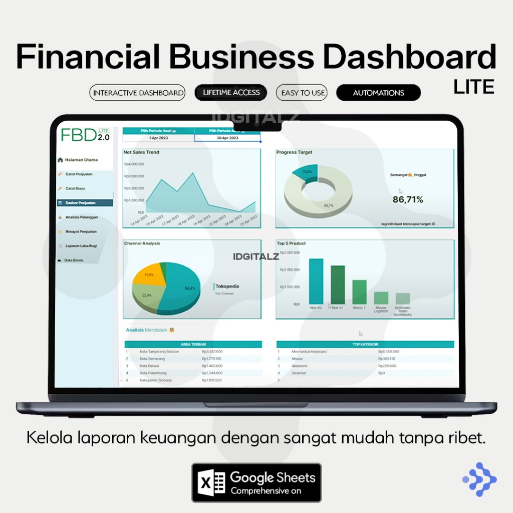 Jual [T097] Financial Business Dashboard Lite 2.0 (FBDLite) - Template Spreadsheet Excel Online ...