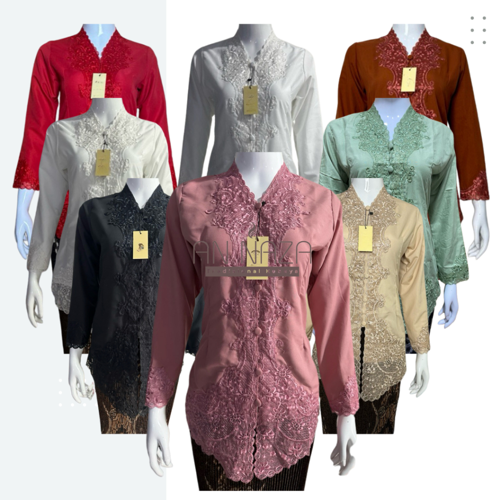 Jual Kebaya Encim Senada Polos Motif Bunga Tangan Panjang Bahan Katun ...