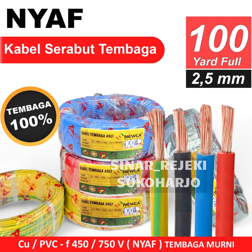 Jual Kabel NYAF 2,5mm Roll 100 Yard Full Kabel Body Serabut NYAF 1 x 2,5 mm Listrik Harga Per ...