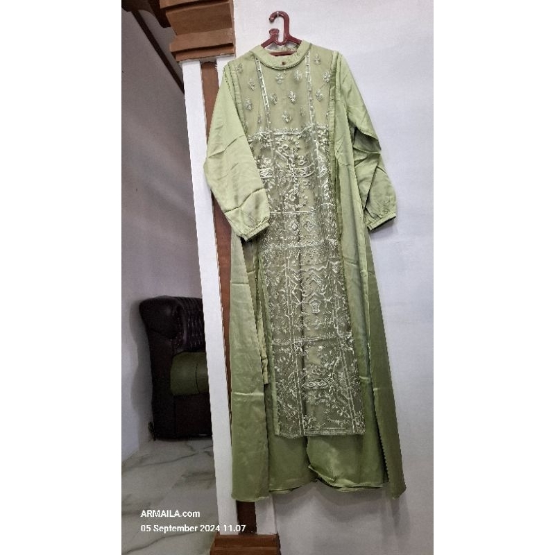 Jual Gaun Dress Vest Outer Brokat Kekinian Sage dam Biru Muda | Shopee ...