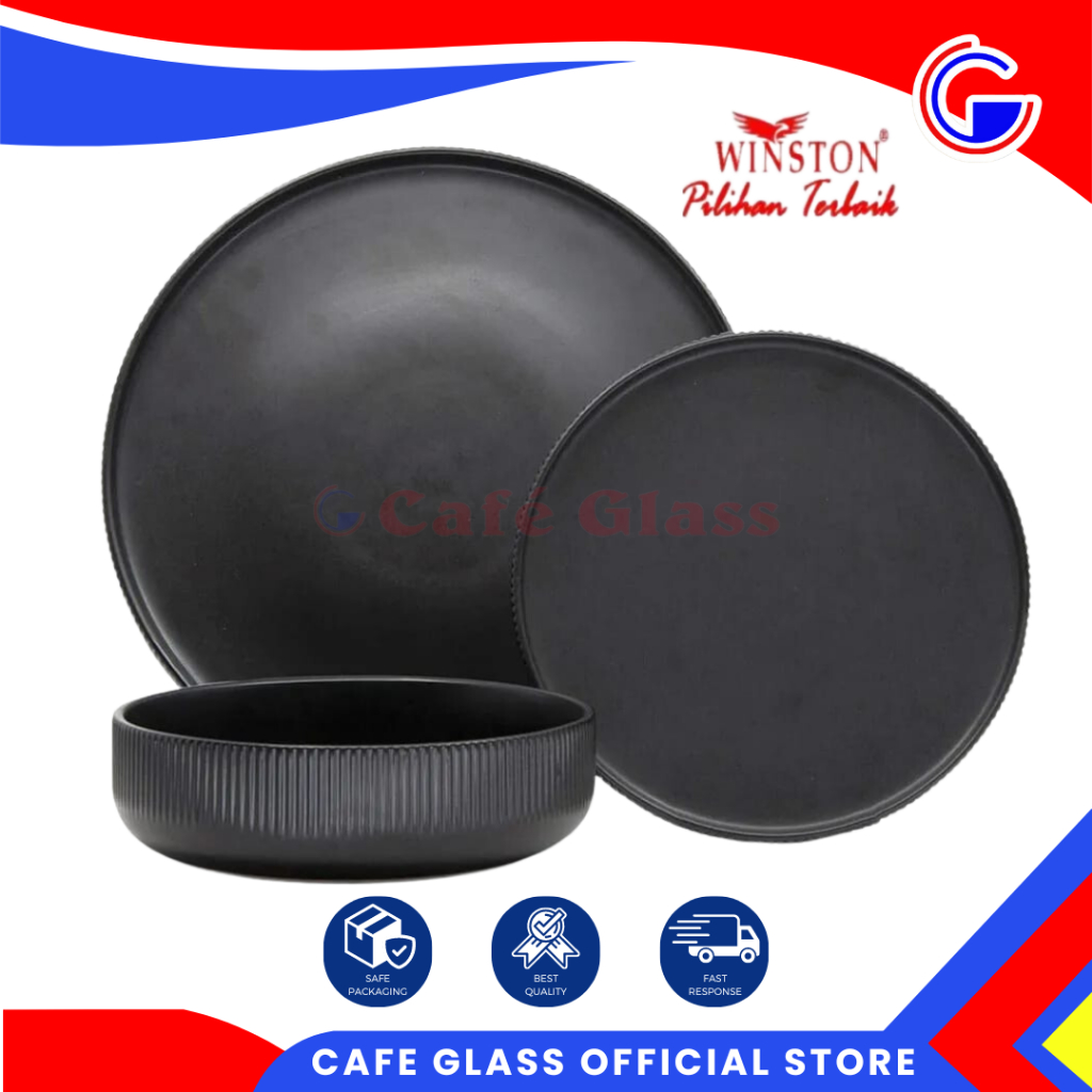 Jual Piring Set Mangkok Hitam | Mangkok Garis Japanese | Piring Makan ...