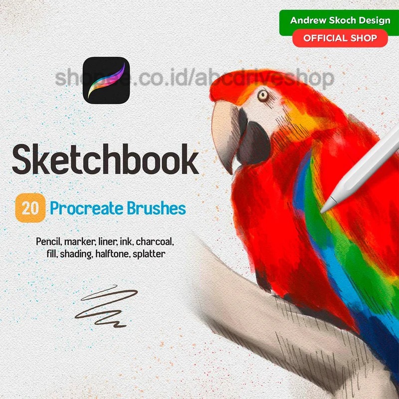 Jual Procreate Brush - 20 Sketchbook Brushes + Paper Textures | Shopee ...