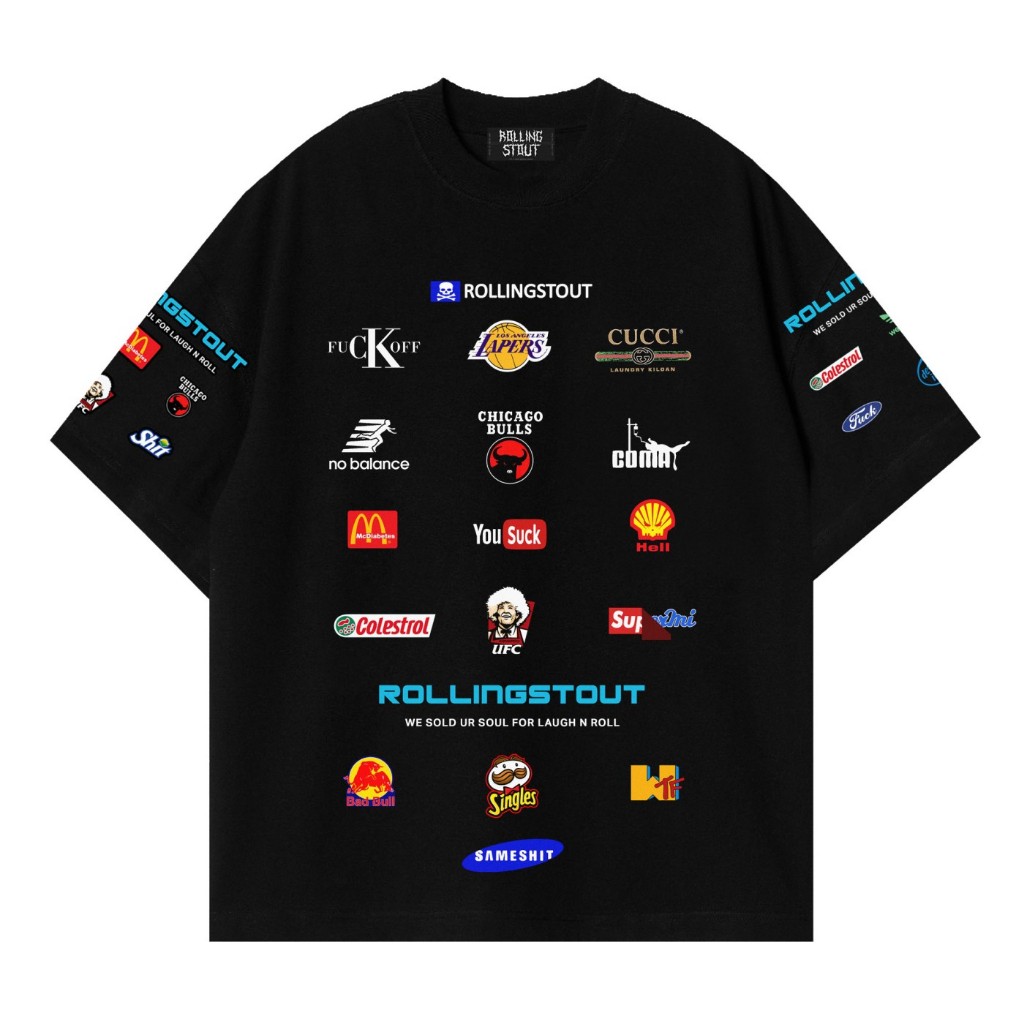 Jual Tshirt Rollingstout - Parody Logo All in black tees | Shopee Indonesia