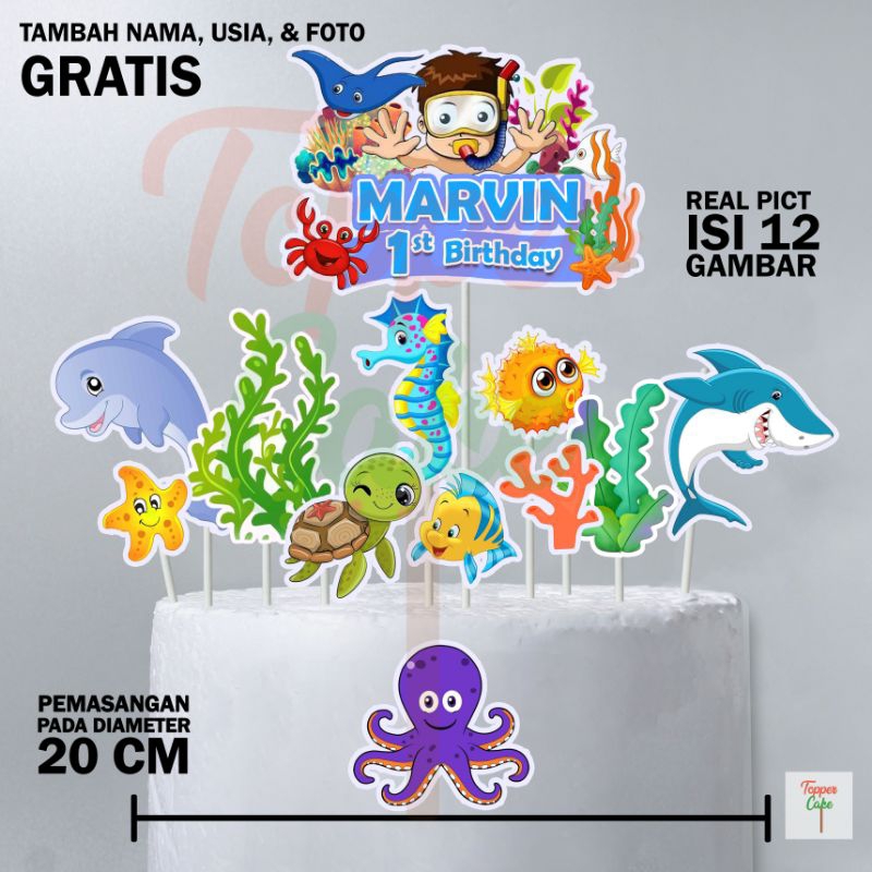 Jual Topper Cake Sea animals / Hewan Laut / penyelam / hiasan kue ...