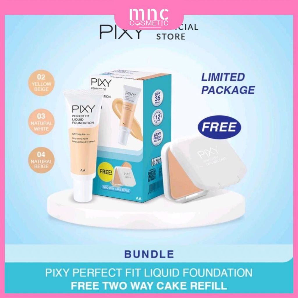 Jual PIXY PERFECT FIT LIQUID FOUNDATION FREE TWO WAY CAKE REFILL (PAKET ...