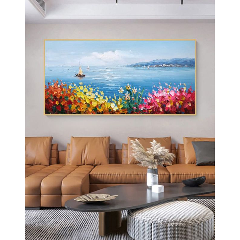 Jual Hiasan dinding canvas bunga 3 warna aesthetic ukuran 150 cm x 80 ...