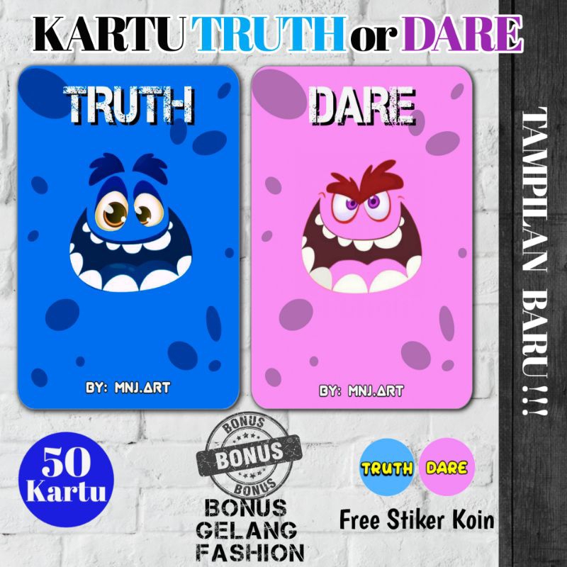 Jual Kartu Permainan TRUTH OR DARE Medium | TRUTH OR DARE Card Isi 50 Kartu Edisi Monster Face ...