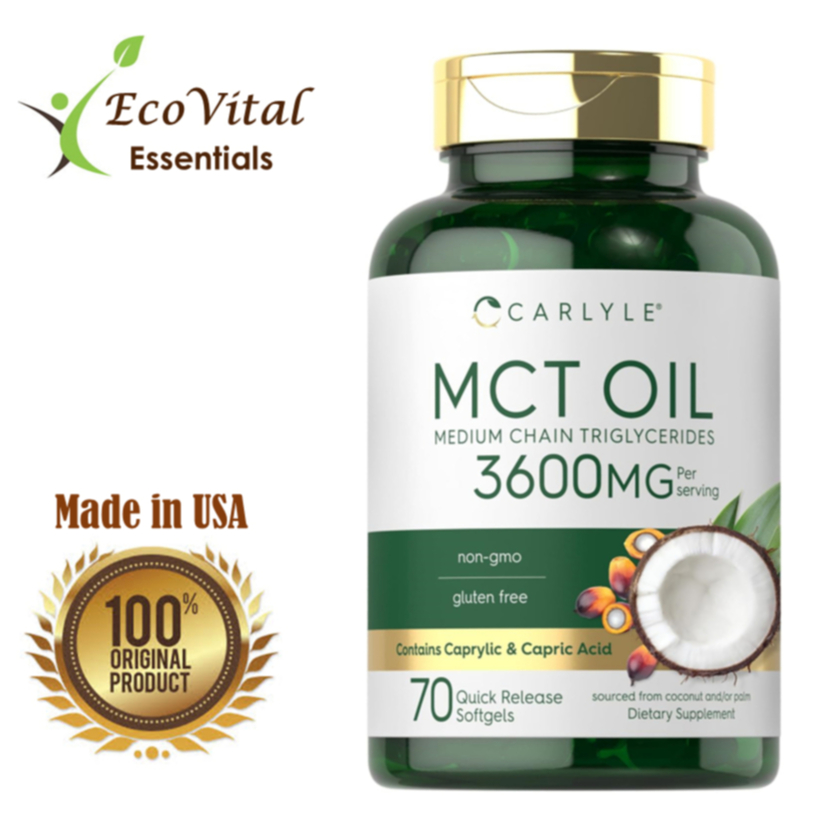 Jual MCT Oil Capsules Carlyle 3600 mg, 70 Softgels, Keto Coconut Oil ...