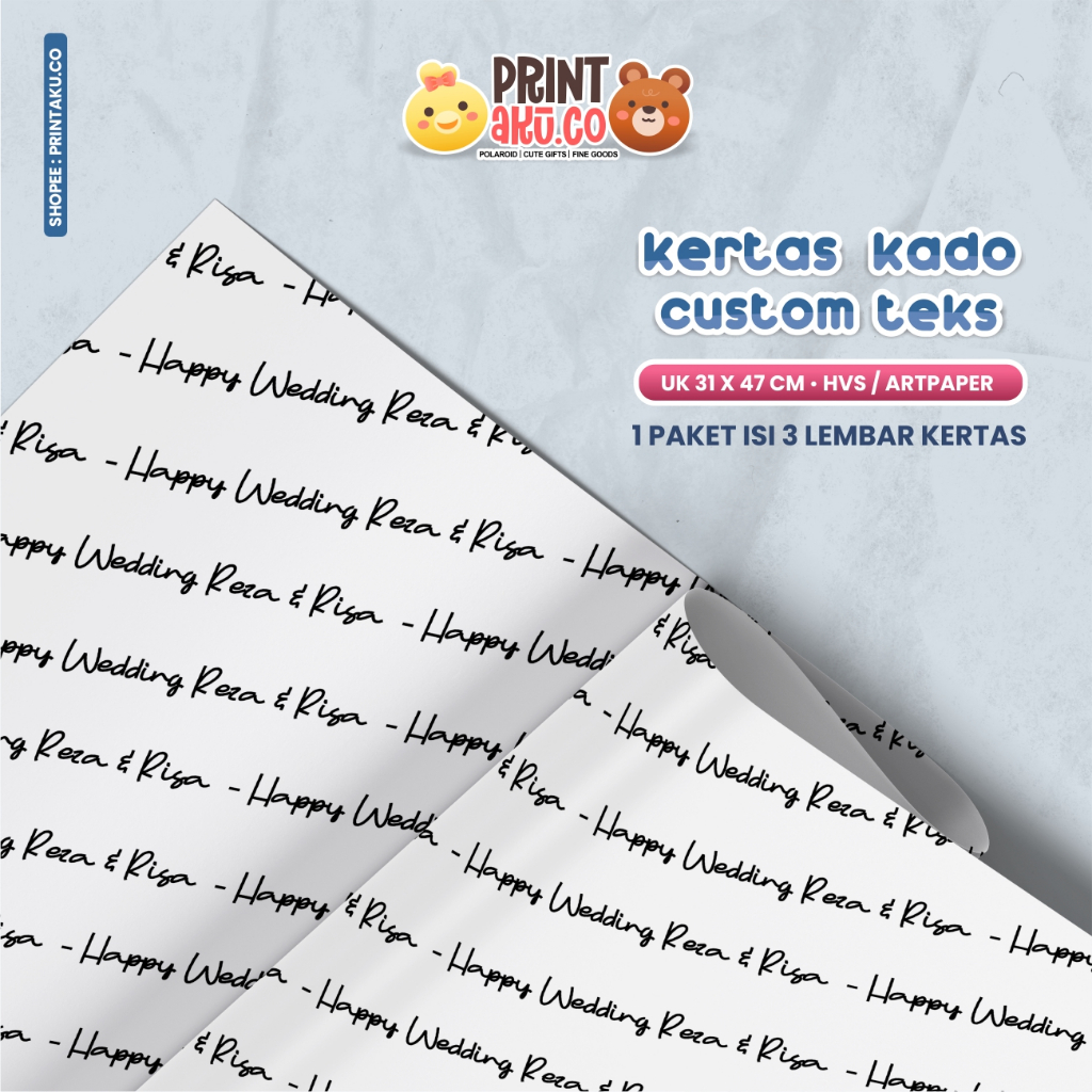 Jual Custom Kertas Kado Wrapping Paper Desain Suka-Suka Pattern (Paket ...