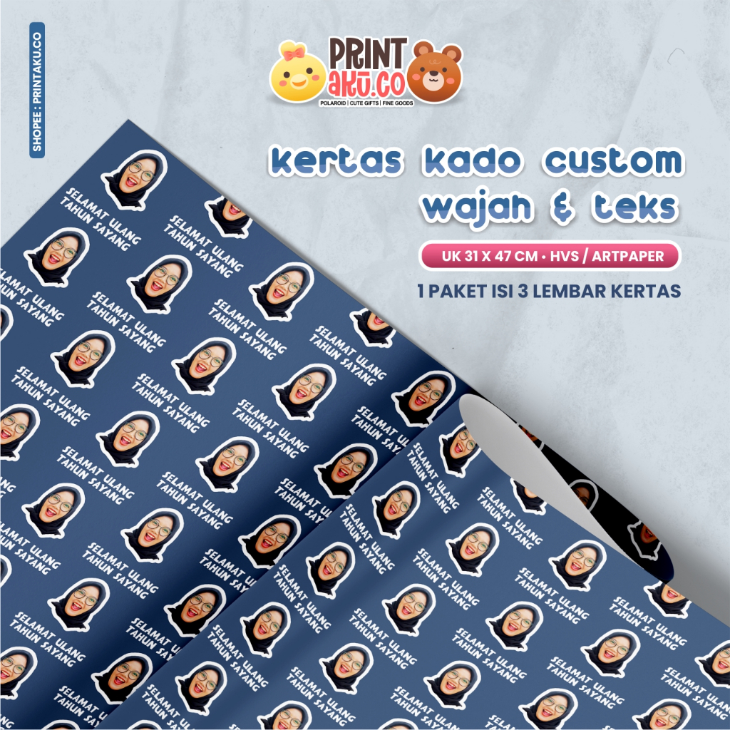 Jual Custom Kertas Kado Wrapping Paper Desain Suka-Suka Pattern (Paket ...