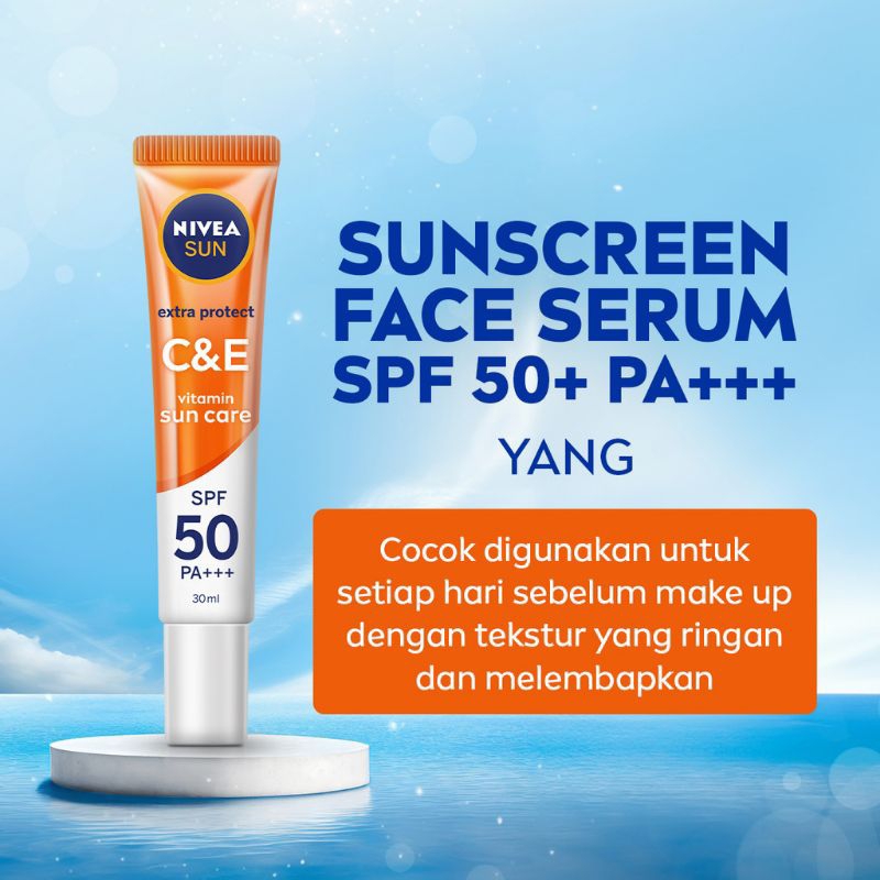Jual (30ml) Nivea sunscreen face serum C&E Spf 50 PA+++ | Shopee Indonesia