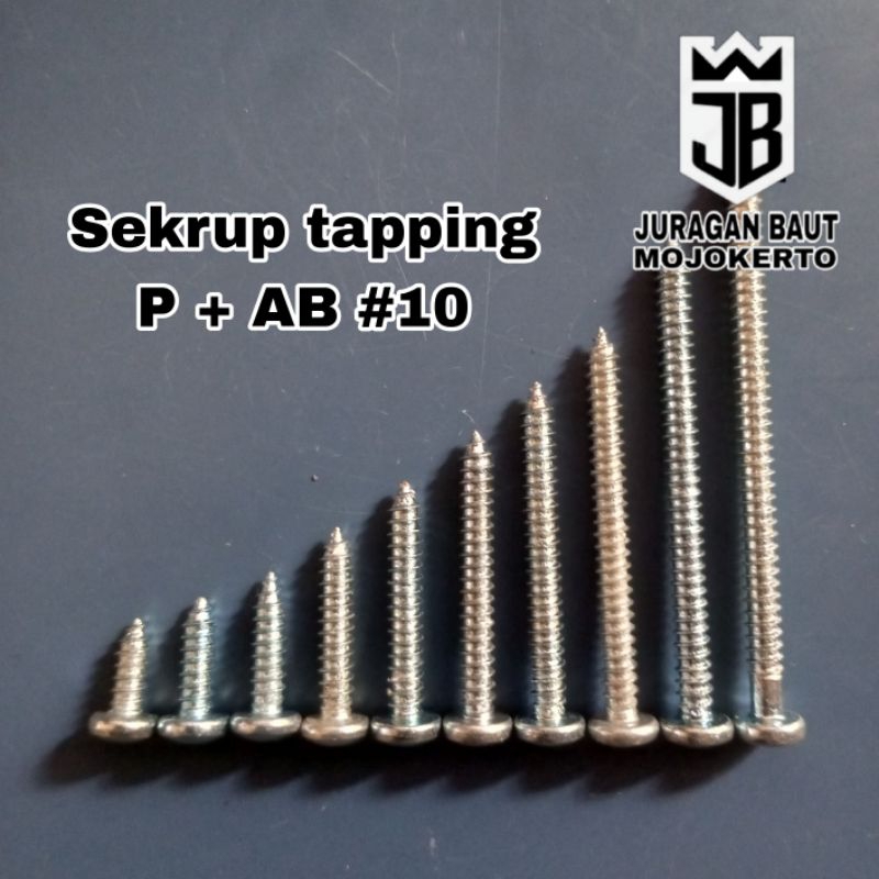 Jual 100Biji Sekrup tapping P + AB #10 / sekrup JP (+) | Shopee Indonesia