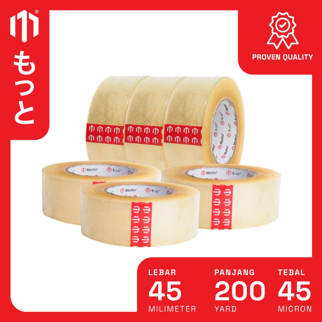 Jual Lakban Bening 45mm x 200 Yard - 1 Slop Isi 6 Pcs/Roll - Lakban OPP - Motto Tape | Shopee ...