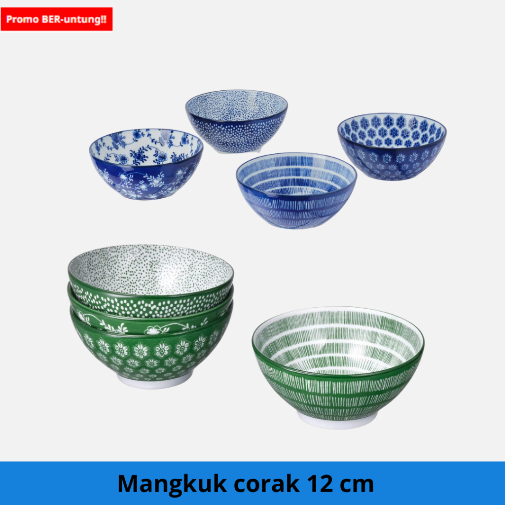 Jual Mangkuk Corak, berpola/biru, berpola/Hijau 12 cm | Shopee Indonesia