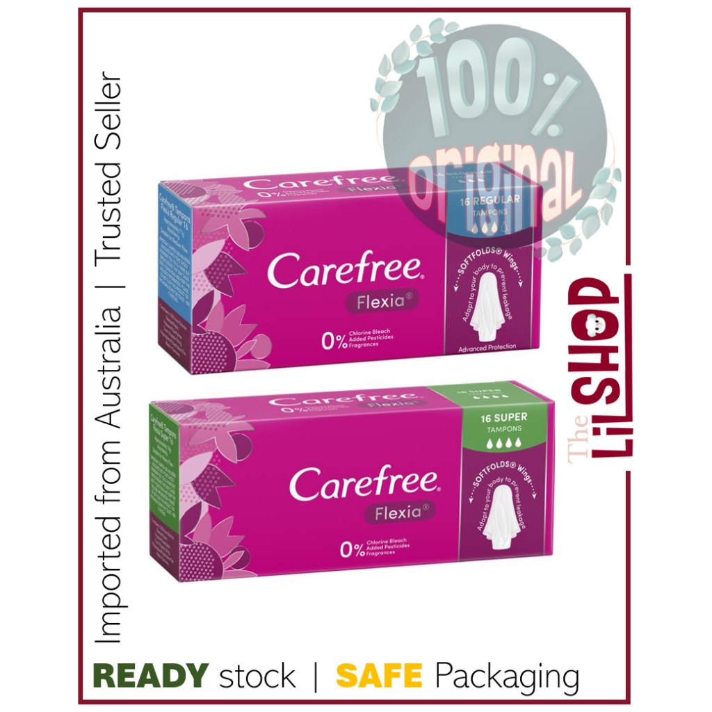 Jual Carefree Flexia Tampons With Wings - Regular or Super - 16 Pack ...