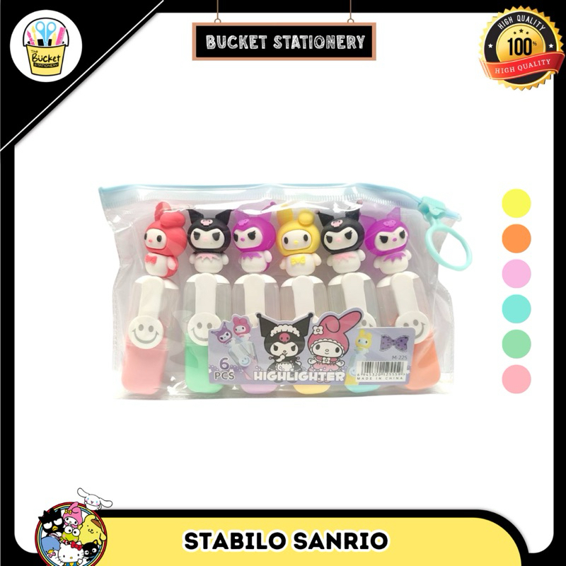 Jual sanrio stabilo 6 warna M225 mini highlighter 6colors per pack ...