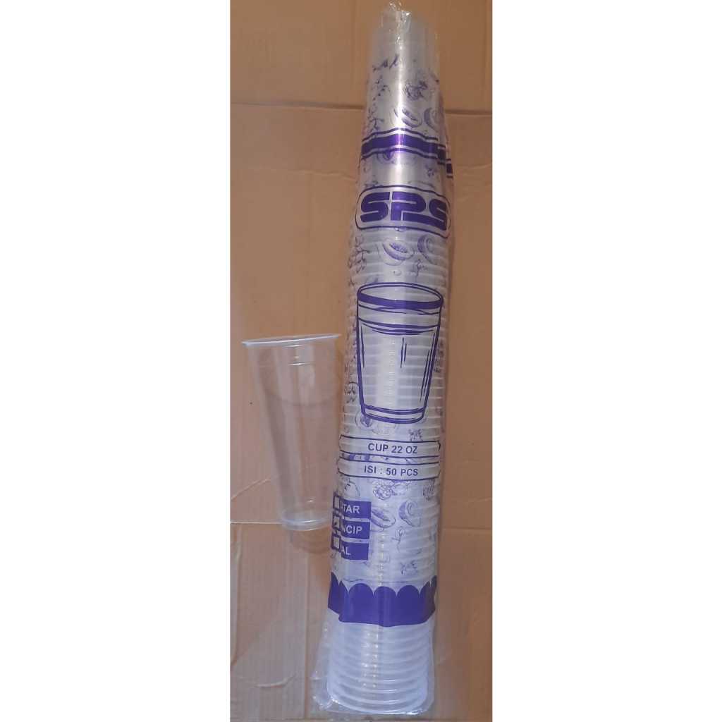 Jual Gelas plastik cup datar merk SPS SLIM 22 oz 8 gr (DUS) | Shopee ...