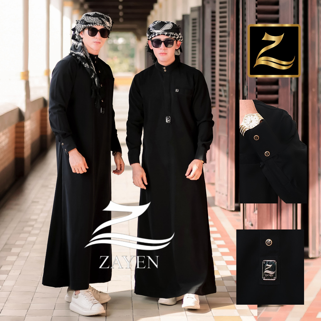 Jual Jubah Gamis Pria Slimfit jubah zayen hitam jubah pria muslim jubba ...