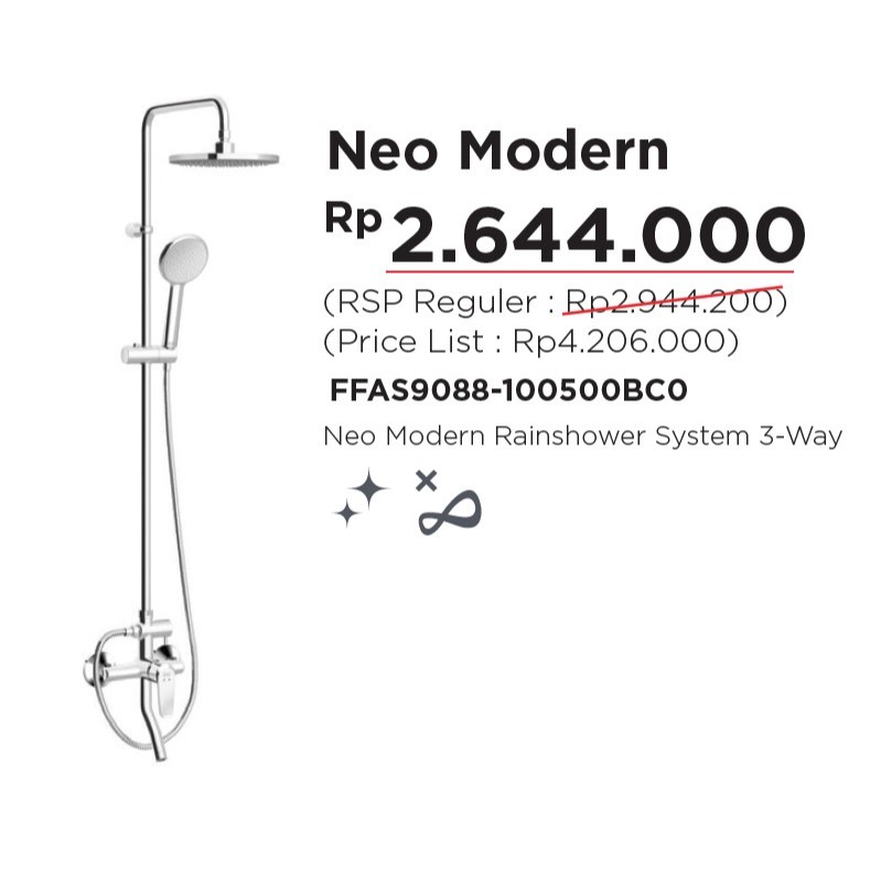 Jual Shower Tiang American Standard Neo Modern / Shower Chrome 3 way ...