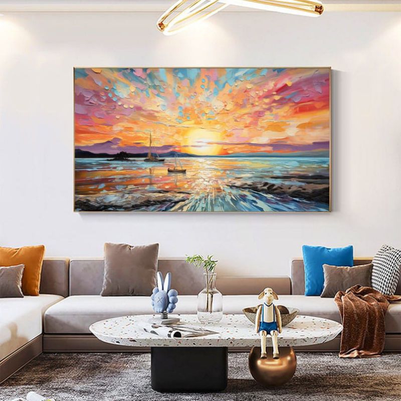 Jual Lukisan dinding canvas senja abstrak ukuran 150 cm x 80 cm ruang ...