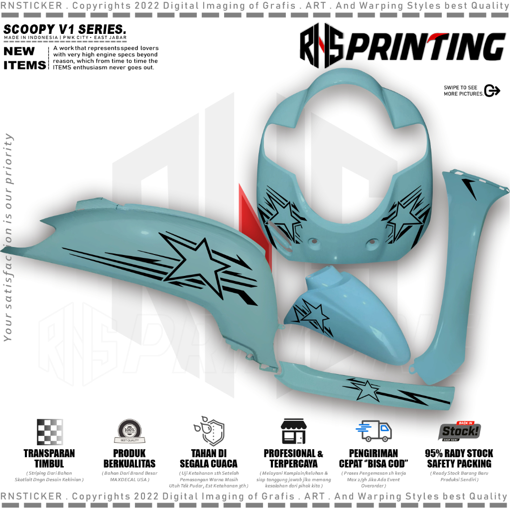 Jual SCV1 Cutting Sticker Striping Variasi Bintang Star Stiker Scoopy ...
