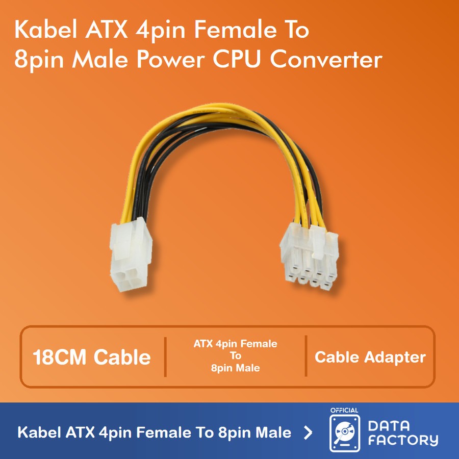 Jual Kabel ATX EPS 4pin Female To 8pin Male Power CPU Converter Cable ...