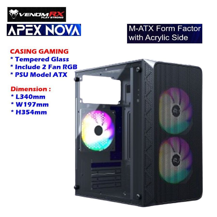 Jual CASING GAMING VENOMRX AVALON INCLUDE 2 FAN RAINBOW TEMPERED GLASS ...