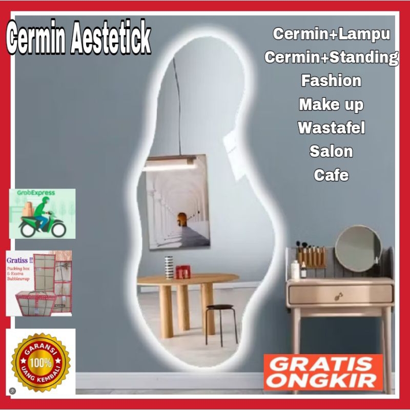 Jual Kaca Aestetik Besar Cermin Besar Lampu Oval Bulat Led Wastafel ...