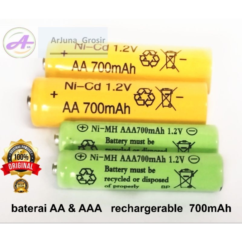 Jual Baterai Cas AA recharger dan Baterai Cas AAA recharger 1,2v 700mAh ...