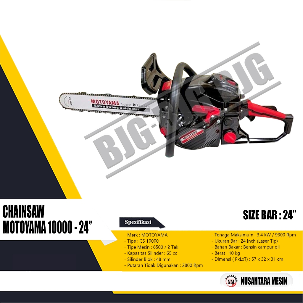 Jual MESIN GERGAJI KAYU / CHAINSAW MOTOYAMA CS 10000 24 INCH LASER TIP ...