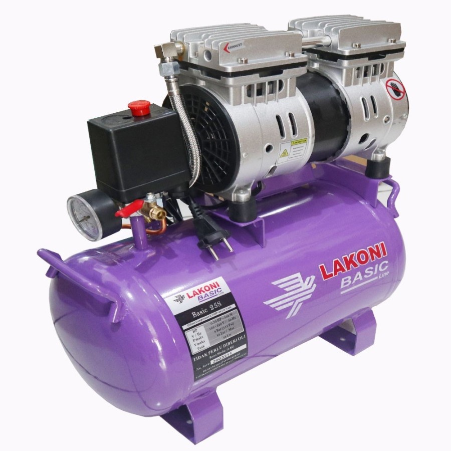 Jual LAKONI Basic 25S Kompresor Angin 3/4 HP OilLess Silent Compressor ...