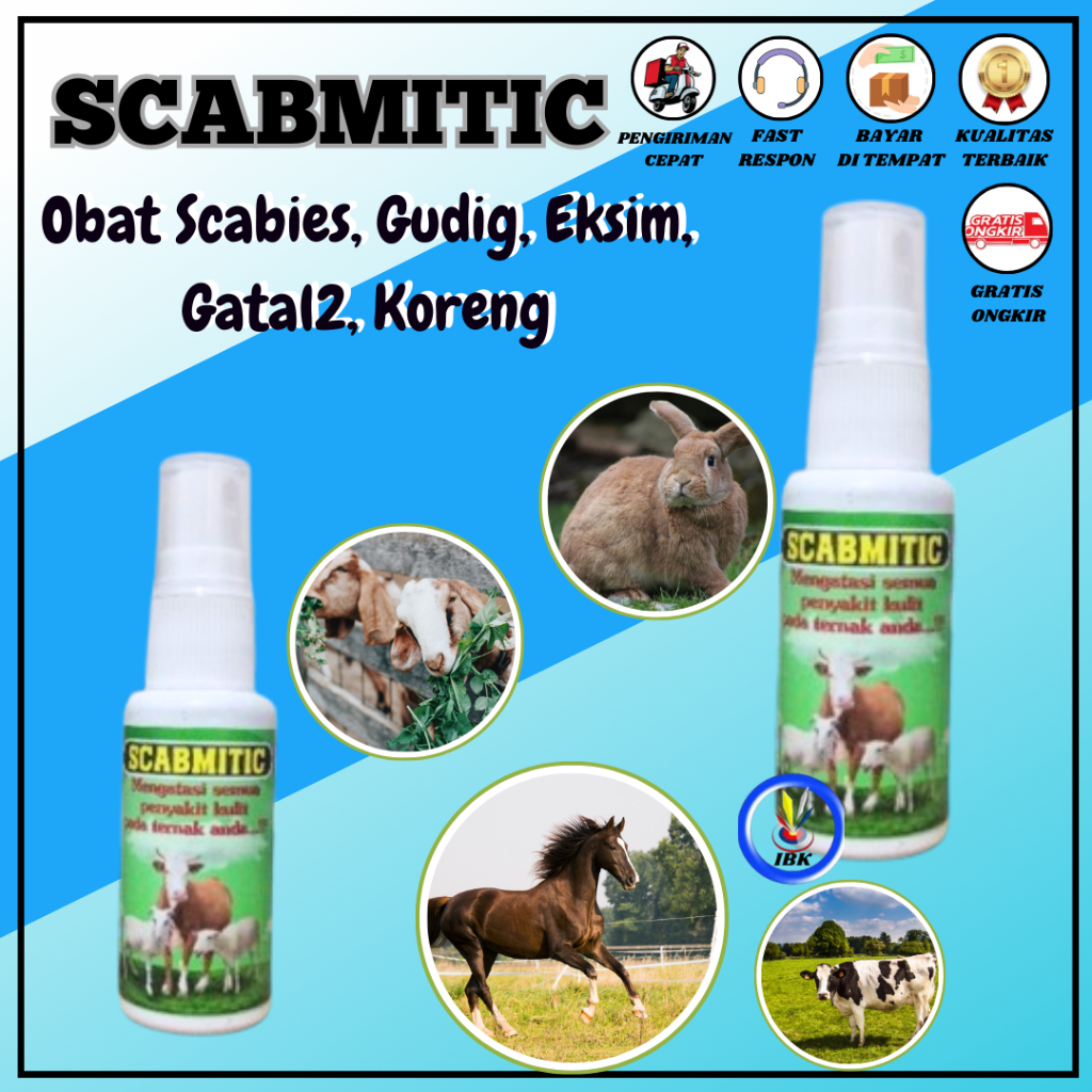 Jual Obat anti infeksi kulit scabies gudig koreng pada kelinci sapi ...