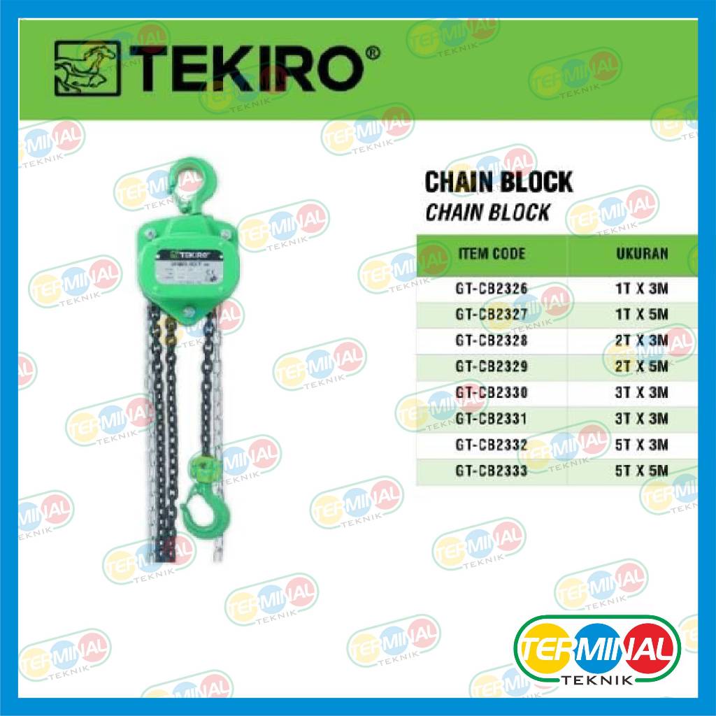 Jual Chain Block 3 Ton x 5 meter Tekiro Takel 3 Ton x 5 Meter GT-CB2331 ...