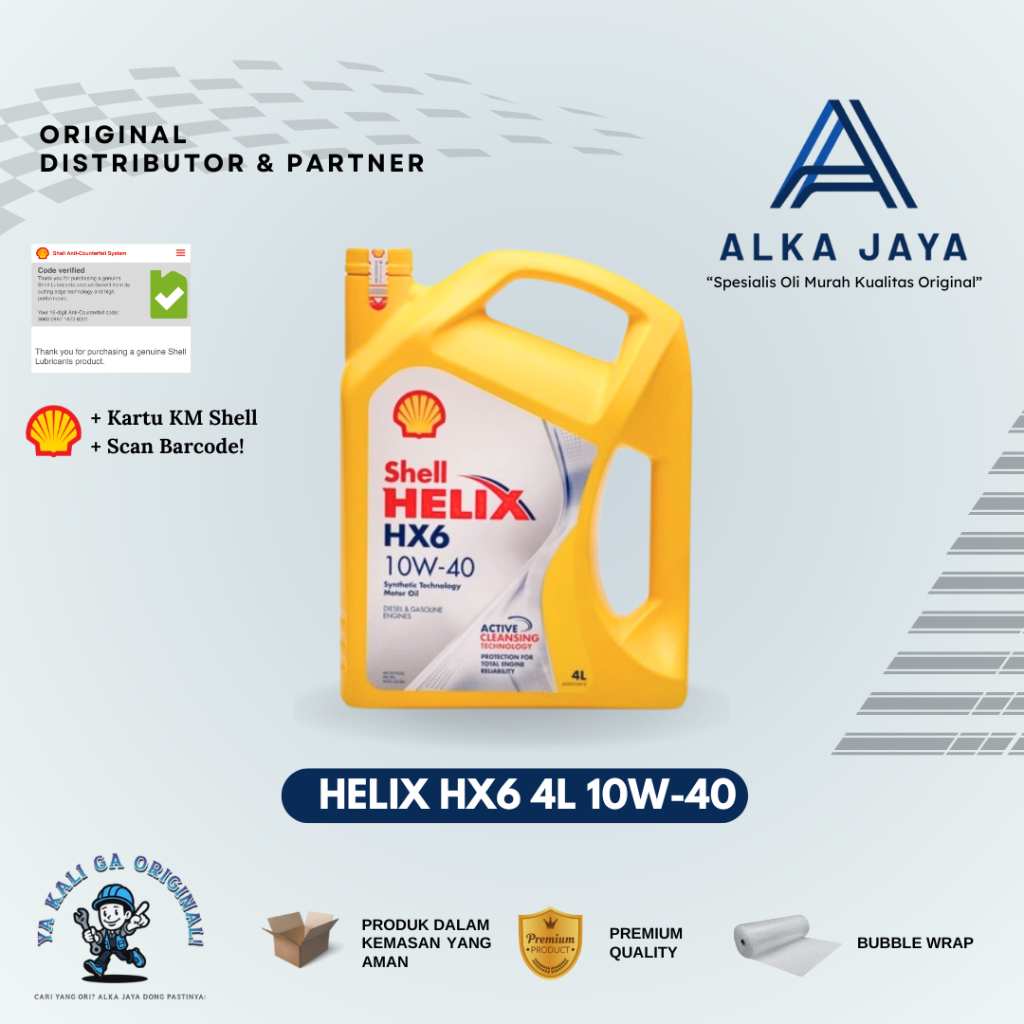 Jual Oli Mesin Mobil Shell Helix HX6 4L SAE 10W-40 ORIGINAL SHELL, CEK ...