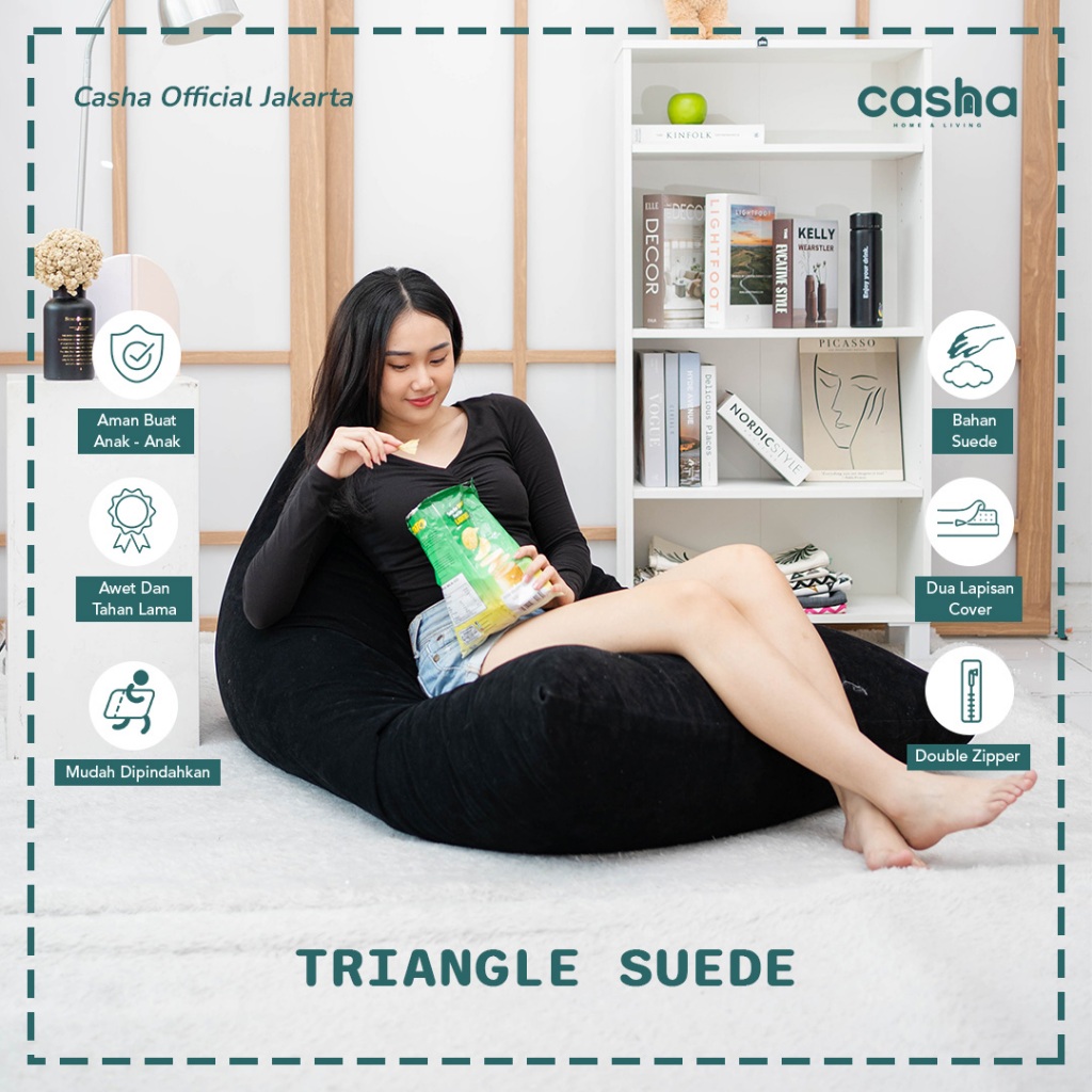 Jual CASHA Bean Bag Triangle Suede -Size Large | Shopee Indonesia