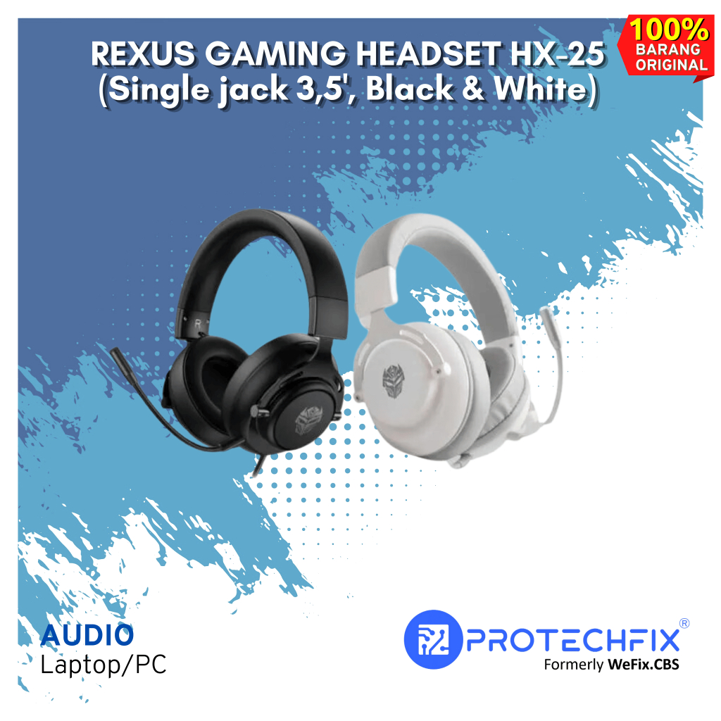 Jual HX25 REXUS GAMING HEADSET HX-25 (Single jack 3,5', Black & White ...
