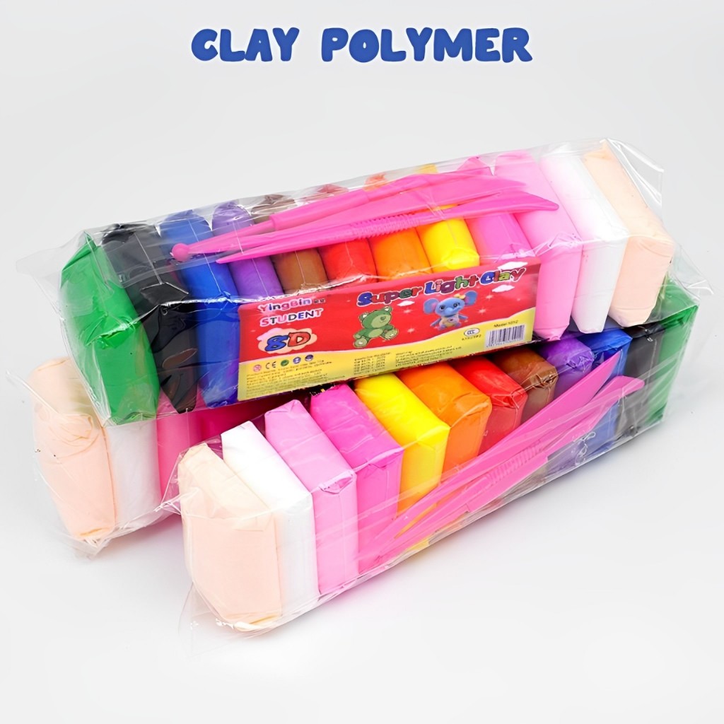 Jual Mainan Clay Polymer Set Soft CLAY Dough Colour Play isi 12 Warna ...
