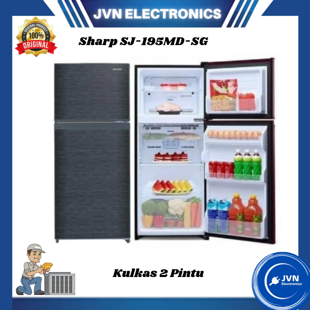Jual Kulkas 2 Pintu Sharp SJ-195MD-SG | Shopee Indonesia